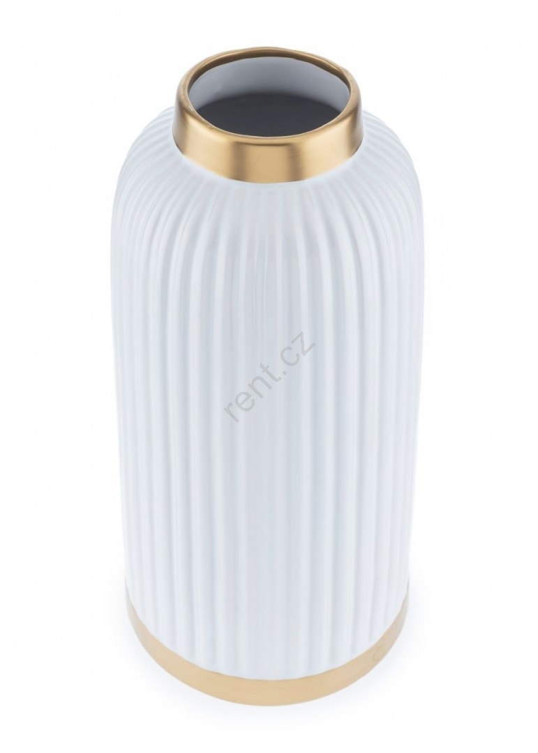 Keramická váza ROSIE 30,5x14 cm bílá/zlatá | rent.cz